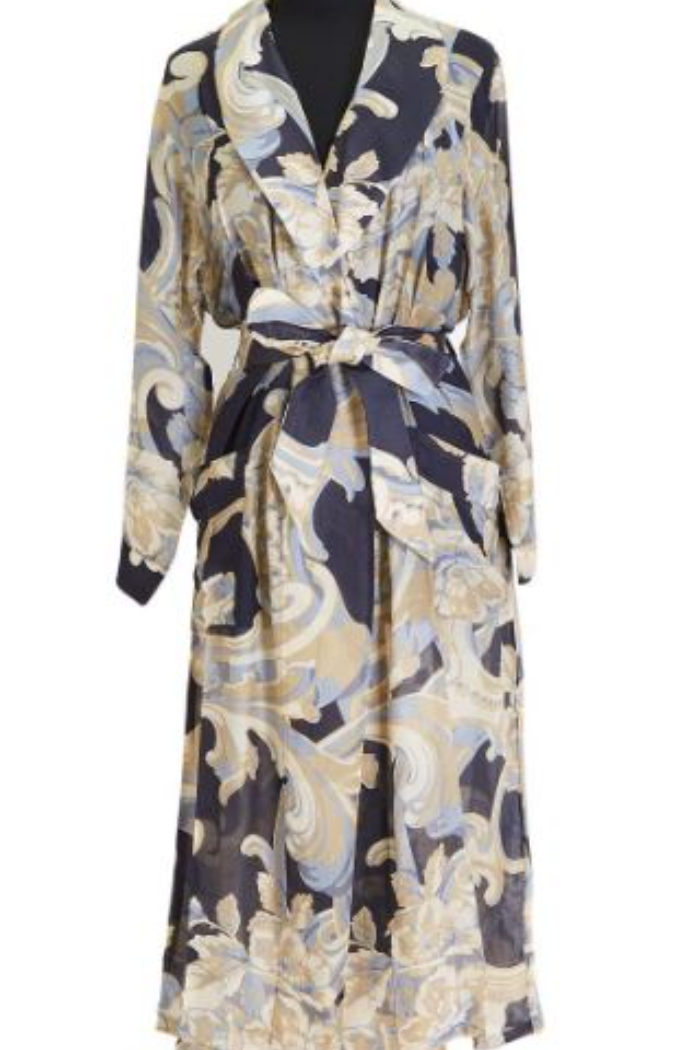 Floral Viscose Robe Gown with Removable Waist Tie Closure ...
